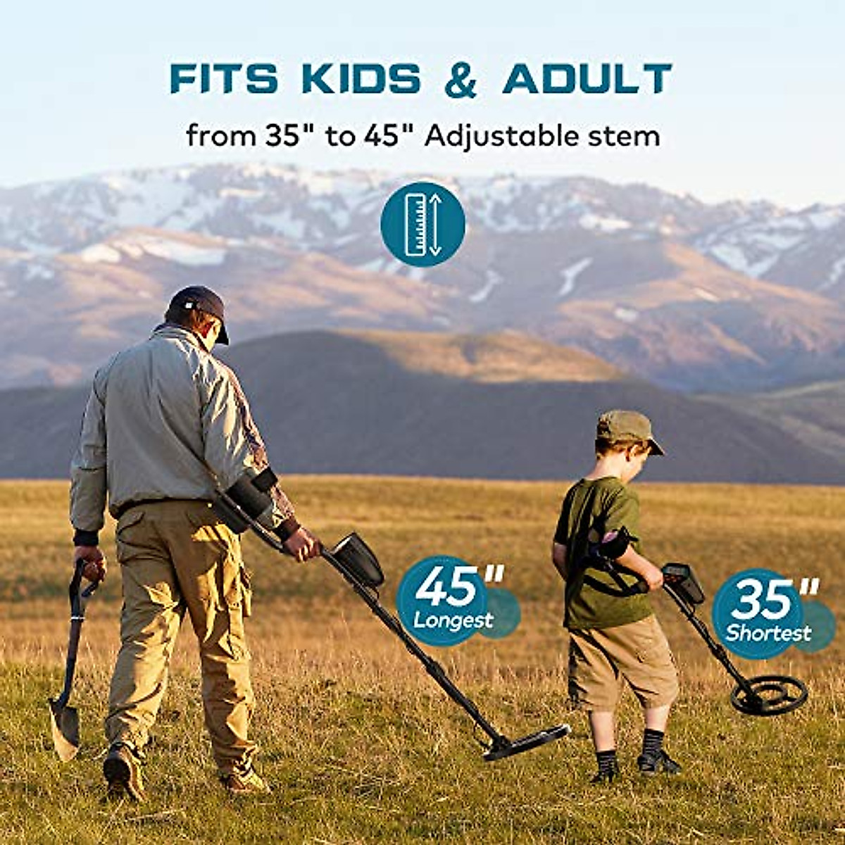 Metal Detector Tilswall Professional for Kids, High Accuracy Adjustable, 8.5 Inch Search Coil Waterproof with LCD Display, All Metal & Disc Mode Easy to Use