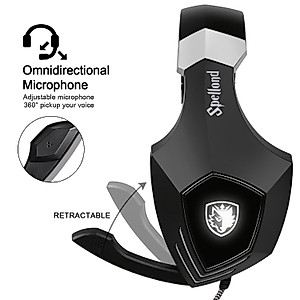 SADES A60/OMG Gaming Headset Over Ear Stereo Surround Sound Heaphones With Microphone Noise Isolating Volume Control LED Light For PC & MAC (White/Black)