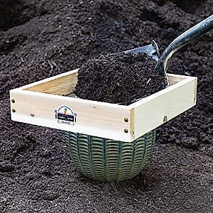Raw Rutes Cedar Garden Sifter for Compost, Dirt and Potting Soil - Made in The USA - Sustainable Cedar - Heavy Duty Stainless Grate (Hand Held Garden Sifter)