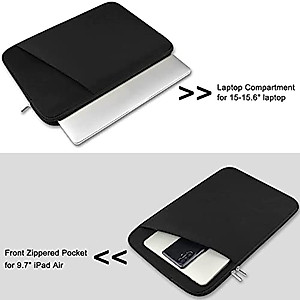 Askuko 15 inch Laptop Sleeve Bag, Laptop Cover Shockproof Protective Case, Handbags Portable Notebook Bag for 15-16 inch HP Dell Asus Lenovo Computer, Laptop Case with Front Pocket, Black