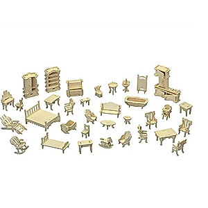 NWFashion 17" Wooden Dream Dollhouse 2 Floors with Furnitures DIY Kits for Christmas Party Dollouse (Gothic Furnitures Sets)