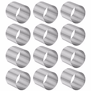 Hemoton Cutter Cake Rings 12 Pcs Round Cake Stainless Steel Cake Ring Mousse Mini Fondant Cheese Baking Pastry Rings Salad Dessert Cake Decorating Tools 5cm Cake Mousse Rings
