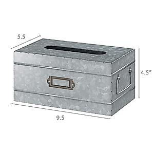 Barnyard Designs Rustic Galvanized Tissue Box Cover - Decorative Bathroom Facial Tissue Box Holder Farmhouse Country Decor (Rectangular)