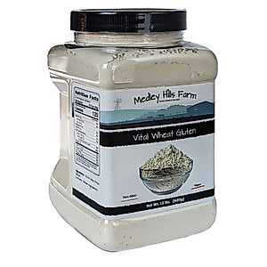 Vital Wheat Gluten By Medley Hills Farm 1.5 lbs. in Reusable Container - High in Protein - Vegan - Non GMO - Keto Friendly - Make Seitan - Great Vital Wheat Gluten for Bread Making