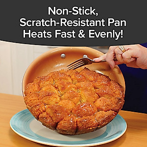 Red Copper 10 inch Pan by BulbHead Ceramic Copper Infused Non-Stick Fry Pan Skillet Scratch Resistant Without PFOA and PTFE Heat Resistant From Stove To Oven Up To 500 Degrees