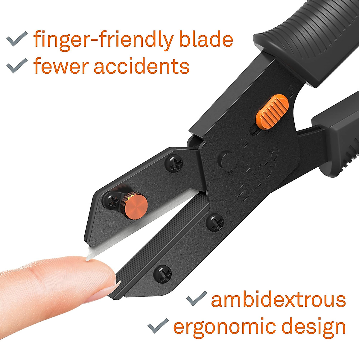 Slice 10479, Edge Cutter, Industrial Grade, Steel Handle, Soft Grips, Ceramic Blade, Finger Friendly, Lasts 11x as Long as Metal, Blade Storage
