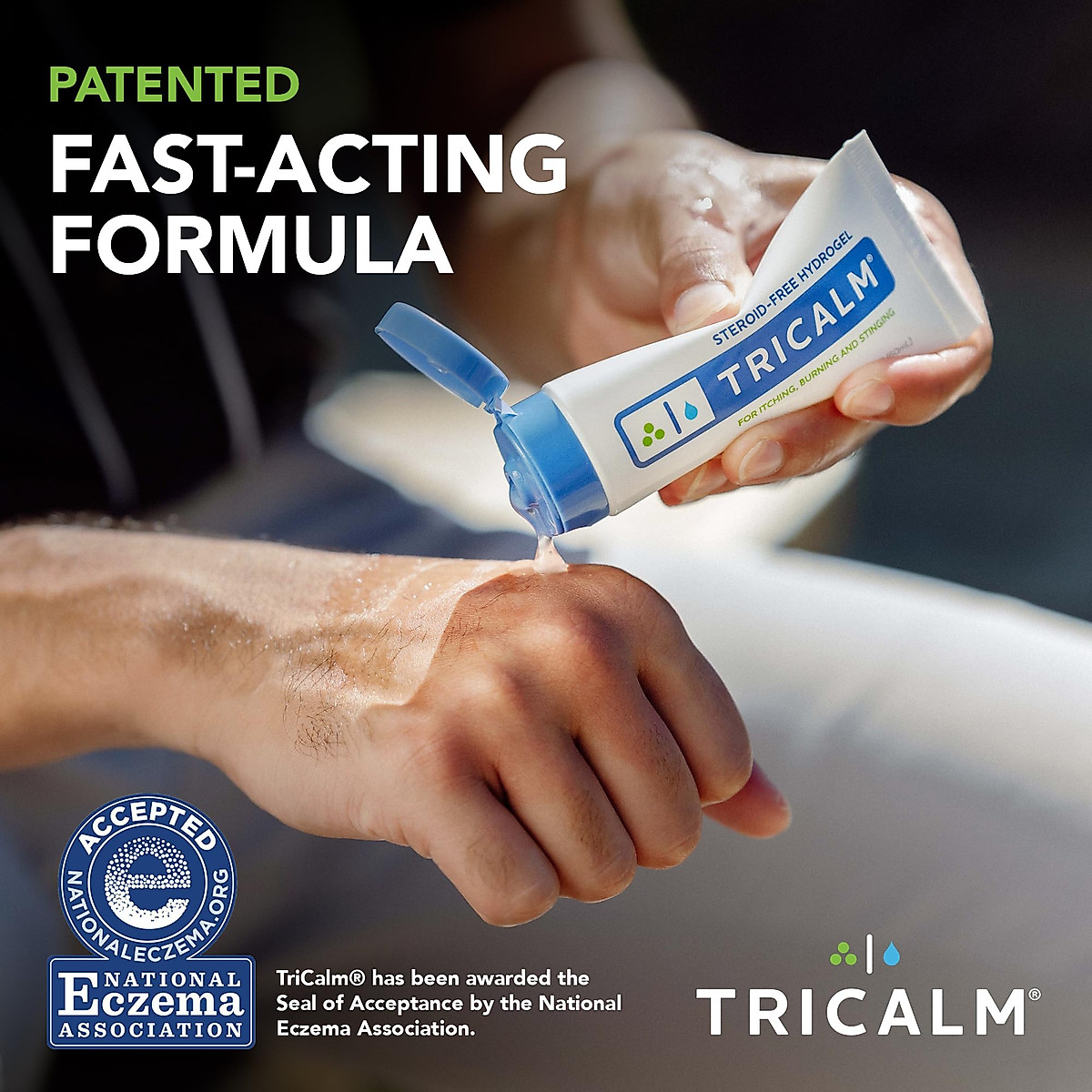 TriCalm Soothing Steroid-Free Anti-Itch Hydrogel for Bug Bites, Eczema, and More, Contains No Hydrocortisone, 2 Fl Oz