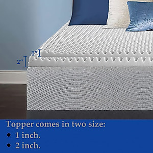 Spring Solution, 1-Inch Convoluted Egg Shell Breathable Foam Topper, Adds Comfort to Mattress, Twin, White