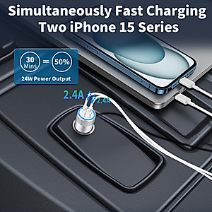 【MFi Certified】iPhone 15 Fast Car Charger, Braveridge 4.8A USB Car Charger Fast Charging Cigarette Lighter USB-C Car Charger+2Pack Type-C Charge Cable for iPhone 15 Plus/15 Pro/15 Pro Max/iPad Pro/Air