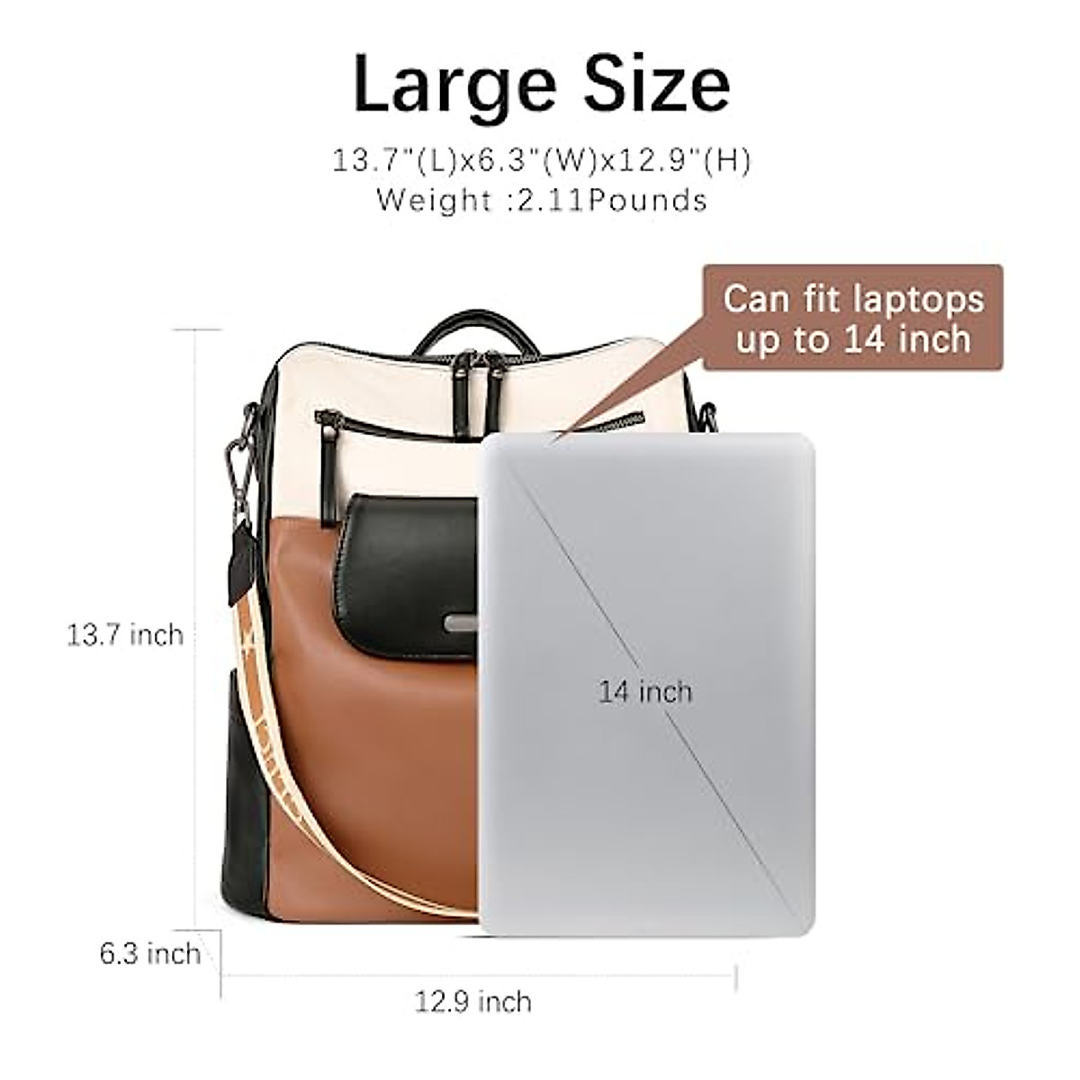 CLUCI Backpack Purse for Women Leather Large Backpack Fashion Designer Convertible Travel Daypack Purses