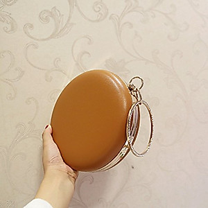 missfiona Womens Round Clutch Circle Evening Handbag Jeweled Top Handle Party Bag(Black Gold)