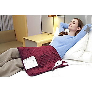 Ruqiji 17''x33'' XXXL King Size Heating Pad with Fast-Heating Technology&10 Temperature Settings, Flannel Electric Heating Pad/Pain Relief for Back/Neck/Shoulders/Menstrual Pain/Leg Cramp (Red)