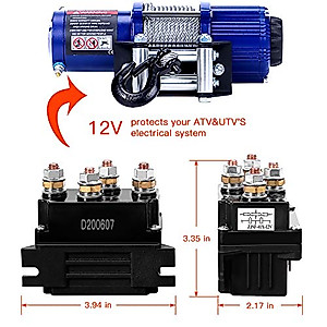 BIGTUR 500A 12V Winch Relay Solenoid Replacement Contactor for 8000-15000lb ATV UTV Truck 4WD 4x4 Winch
