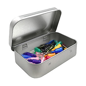 CYISONAL 4 Pcs Metal Hinged Tin Box Container Mini Portable Small Storage Container Kit with Lid for Home Storage,3.9x2.3x1.1 Inch