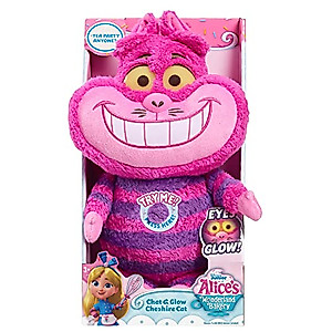 Just Play Disney Junior Alice’s Wonderland Bakery Chat & Glow Cheshire Ca tPlushie Stuffed Animal, Officially Licensed Kids Toys for Ages 3 Up