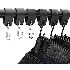 Brute Strength - Multifunctional Leather S-Hooks - Anthracite - 6 Pieces - S Shaped Hooks - Coat Hook - Leather Hooks - Leather s Hooks - Black s Hooks - Kitchen Hooks