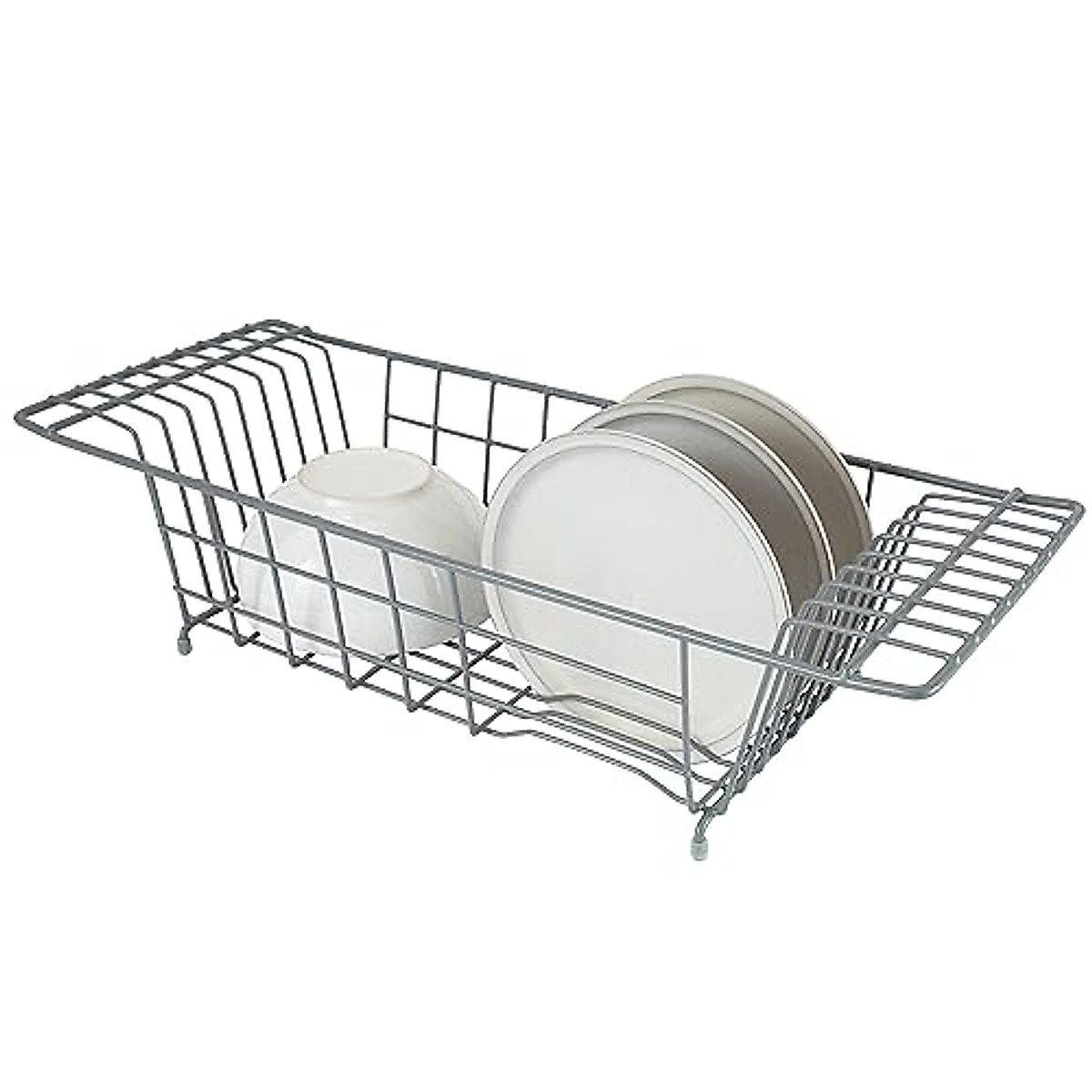 Kitchen Details Sink Dish Drainer Drying Rack | Dimensions: 19. 92" x 7. 99" x 5. 12" | Space Saving | Kitchen | Fits Over Standard Sink | Grey