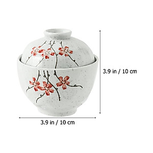 Hemoton Miso Soup Bowl with Lid Japanese Style Ramen Bowl Ceramic Rice Bowl Ceramic Stewing Pot Snack Bowl Dessert Bowl Appetizer Bowl for Fruit Dessert Rice Pasta Snack