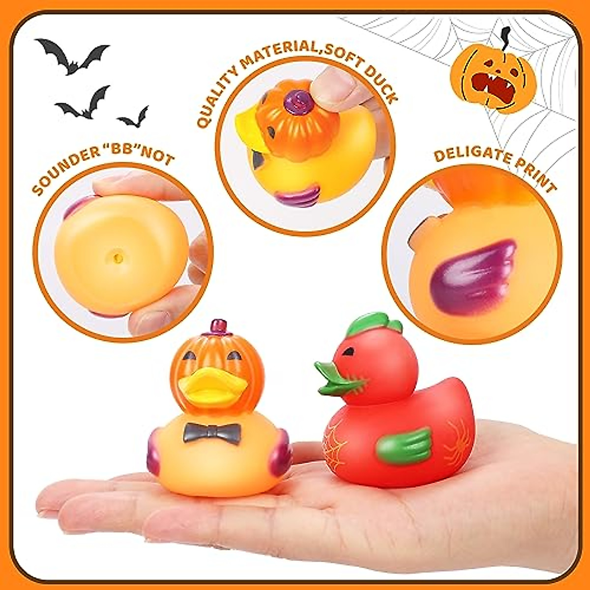 Mikulala 24Pcs Halloween Rubber Ducks Party Favors - 2 Inch Duck Toy for Kids Trick or Treat Supplies, Goodie Bag Fillers, Baby Showers, Prizes and Toys