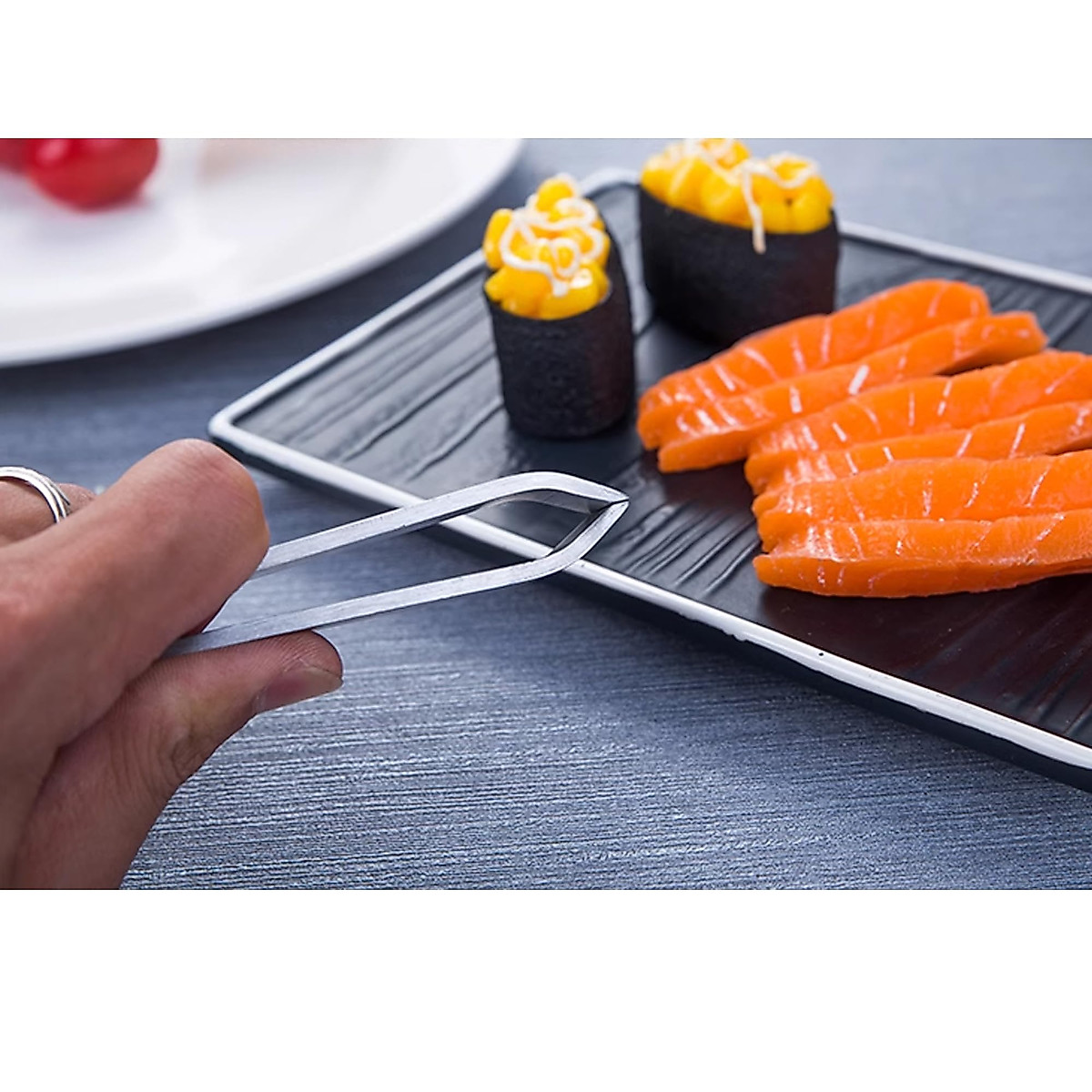 2 Pieces Fish Bone Tweezers, Stainless Steel Flat and Slant Tweezers Pliers Remover Tool (4.6")