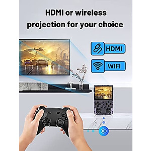 Daxceirry RG353V Retro Handheld Games Console 3.5" IPS Screen Android Linux Dual System RK3566 64 bit WIFI Bluetooth Video Player Pre-Installed 4452 Games Supports Wired Handle (DXR-RG353V-Purple T)