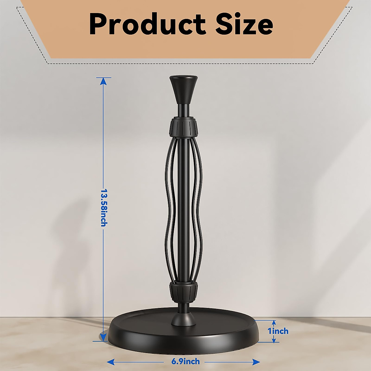 Sunflower Kitchen Paper Towel Holder - Yellow Home Kitchen Decor Accessories - Hegivoc Black Metal Farmhouse Large Towel Stand for Countertops - The Butterfly Lovers