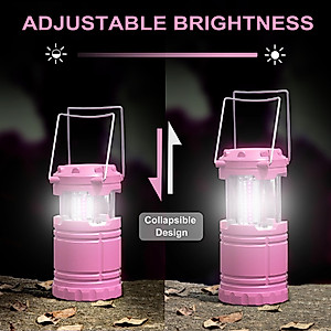 SEAMAGIC 4-Pack LED Pink Camping Lanterns, Essential Emergency Lights for Power Outages, Hiking, Hurricane