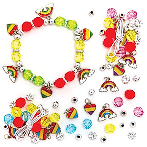 Baker Ross FE111 Rainbow Charm Bracelet Kits - Pack of 3, Perfect for Kids Jewelry Making Activities, Bead Art Activities or Party Crafting