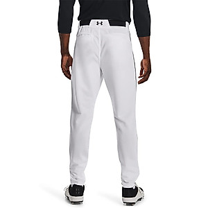 Under Armour Men's Utility Baseball Straight Leg Pant Pipe 22, (100) White/Black/Black, Medium