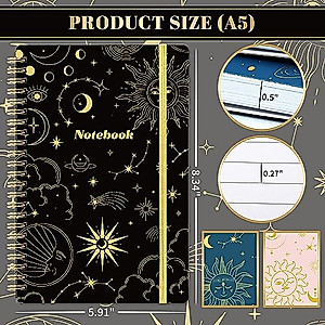 Tersus Spiral Notebook - 3 Pack A5 Lined Journal Notebook, Journals for Women, 6.3" x 8.3", 160 Pages, College Ruled Spiral Notebook with Back Pocket, Elastic Closure for Office, School & Home