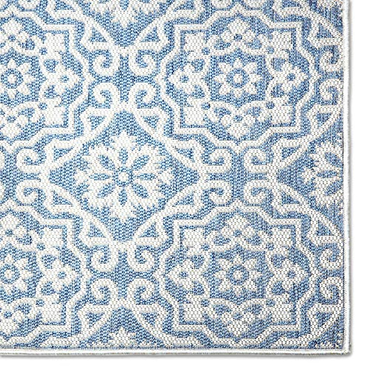 Nicole Miller New York Patio Country Danica Transitional Geometric Indoor/Outdoor Area Rug, Blue/Grey, 7'9"x10'2"