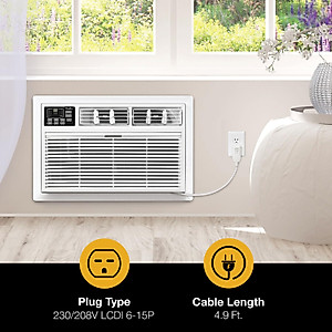 Whirlpool 14,000 BTU Through the Wall Air Conditioner, 230V, Cools up to 700 Sq. Ft for Living Room, Bedroom, Kitchen, Apartment, with Dehumidifier, Remote Control, Digital Display, 24H Timer, White