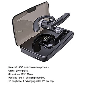 OCUhome TWS Wireless Earbuds, YYK-520 Wireless Earphone Stable Transmission Noise Reduction Adjustable Ear Hook Bluetooth5.0 HiFi Headphone for Calling Silver Black