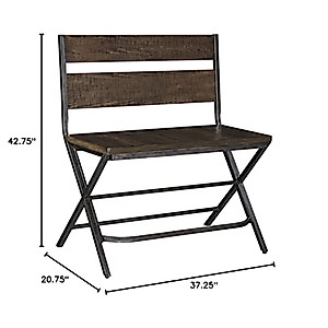 Signature Design by Ashley Kavara Industrial Farmhouse 24" Distressed Double Barstool, Dark Brown