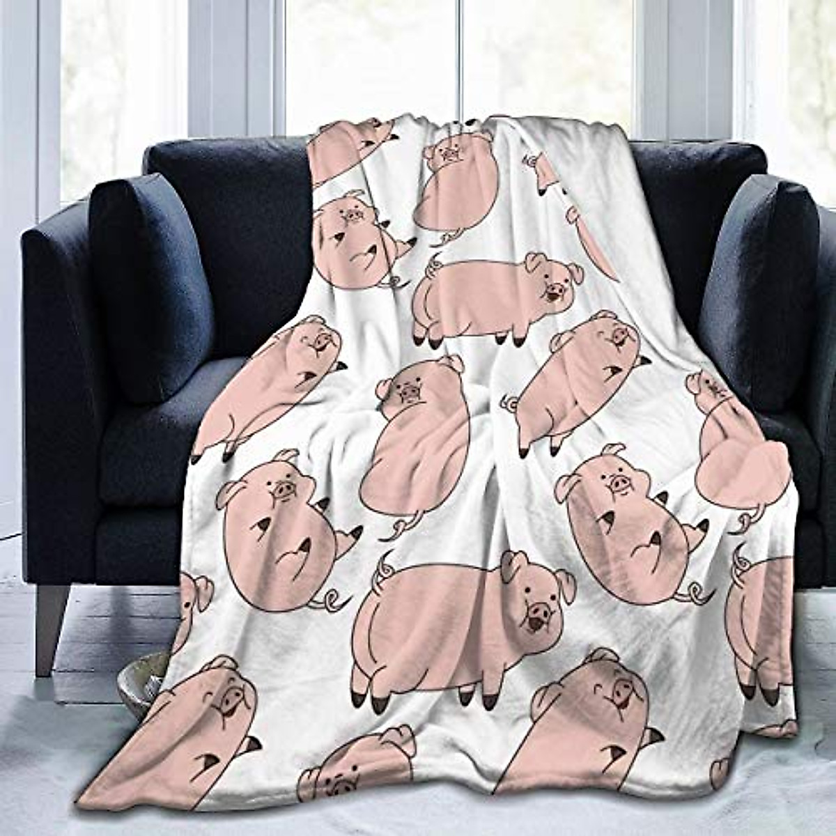 DIYAB Gravity Falls Pig Flannel Fleece Blanket Warm Bed Blankets for Couch Sofa Bed Traveling 50 x 40 Inch/127 x 102 cm