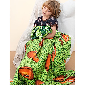 Vicimi Football Blanket for Boys Double Sided Pattern Throw Soft Flannel Footballs Gift Decor for Birthday Graduation Christmas Thanksgiving 50"x60"
