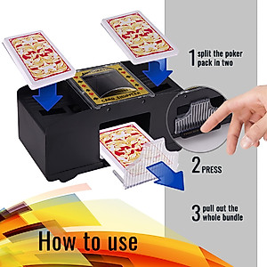 AOPER Automatic Card Shuffler - Electronic Casino Poker Card Shuffling Machine - Battery Operated Plastic Cards Mixer - 2 Deck Playing Cards for Home & Party - 2M USB Line