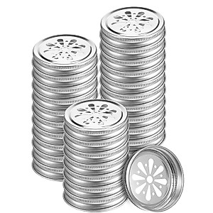 28 Pieces Daisy Jar Lids Regular Mouth Mason Jar Lids Daisy Cut Lids Storage Canning Lids Compatible with Straw Hole For Drinking Daisy Flower Jar Lids