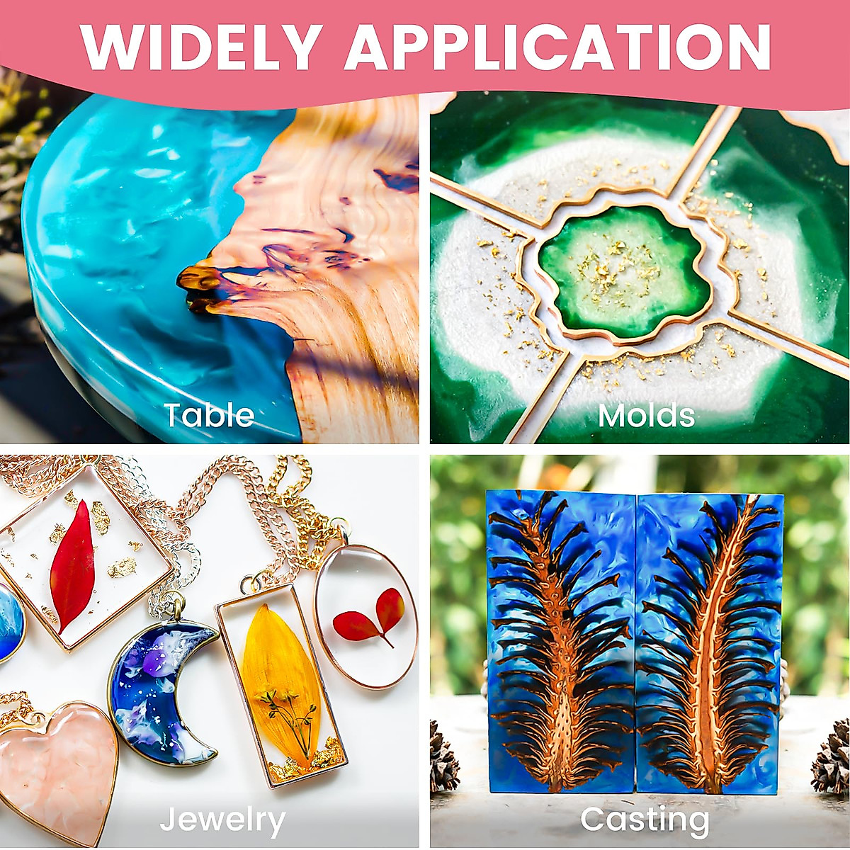 84oz Casting Epoxy Resin Kit - Crystal Clear Epoxy Resin for Wood, Molds, Jewelry Making, Table Top - Non Yellowing 2 Part Resin Kit (42oz Resin and 42oz Hardener) with Silicone Cups, Sticks