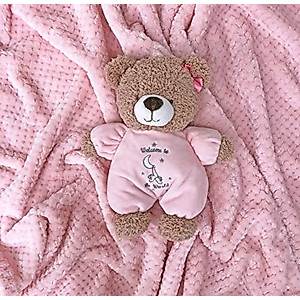 Little Me 2-Ply Reversible Baby Blanket with Thank Heaven for Little Girls Embroidery (Pink, 30x40)