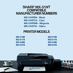 AZ SUPPLIES Compatible Toner Cartridge Replacement for Sharp MX-51NTBA MX-51NTCA MX-51NTMA MX-51NTYA MX-4110N MX-4111N MX-4140N MX-4141N -BK,C,M,Y