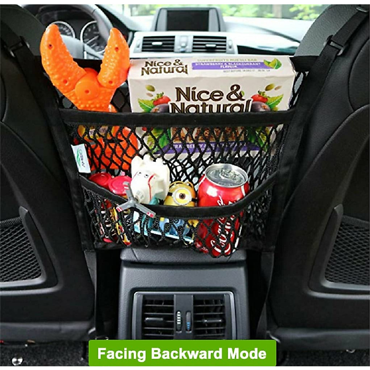 3-Layer Car Net Organizer, Universal Back Seat Mesh Bag, Barrier of Backseat Pet Children Kids, Cargo Tissue Wallet Handbag Holder, Driver Storage Netting Pouch