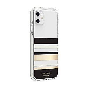 kate spade new york Park Stripe Case for iPhone 11 - Defensive Hardshell with Cream Bumper