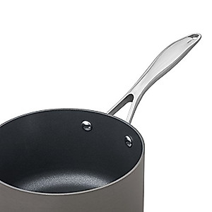 Amazon Brand - Stone & Beam Sauce Pan With Lid, 2-Quart, Hard-Anodized Non-Stick Aluminum, Gray