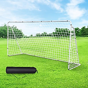 F2C Soccer Net 12 x 6 Soccer Goal for Backyard, Steel Frame for Kids, Adult Portable Shooting Training Aid with Carry Bag,Ground Stakes Waterproof