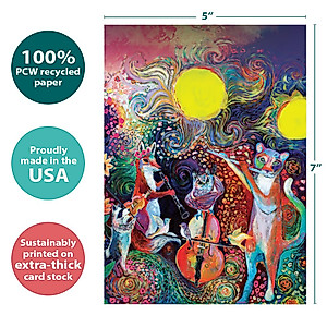Tree-Free Greetings - Birthday Cards - Artful Designs - 1 Card + Matching Envelopes - Made in USA - 100% Recycled Paper - 5"x7" - Animal Serenade (GO61532)