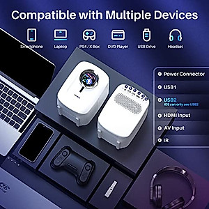 WiFi Projector - MUDIX Movie Projector Native 1080P 2.4+5G WiFi Portable Video Projector, 12500 Lumens Mini Projector with Remote Control HD AV USB for Phone Laptop DVD, iOS Android Wireless Display