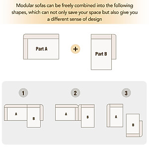 Olodumare 110.2" Minimalist Modular Sectional Sofa Cloud Couch, Modular 2 Pieces Deep Seat Couch for Living Room, Upholstered 4-Seater L-Shaped Sofa with Chaise for Bedroom,Office,Chenille (Beige)