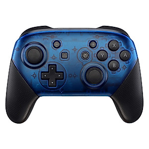 eXtremeRate Transparent Blue Faceplate and Backplate for Nintendo Switch Pro Controller, DIY Replacement Shell Housing Case for Nintendo Switch Pro - Controller NOT Included