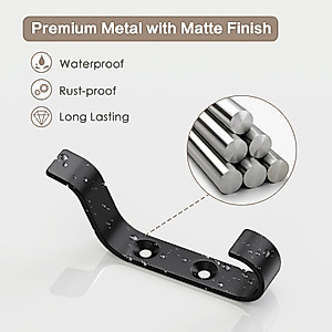 MXARLTR Metal Wall Hooks 6 Pack Bathroom Towel Coat Hooks for Hanging Heavy Duty Wall Mounted Robe Hooks Wall Hooks for Bathroom Bedroom Wall Kitchen Garage Entryway Home Hotel (Black)